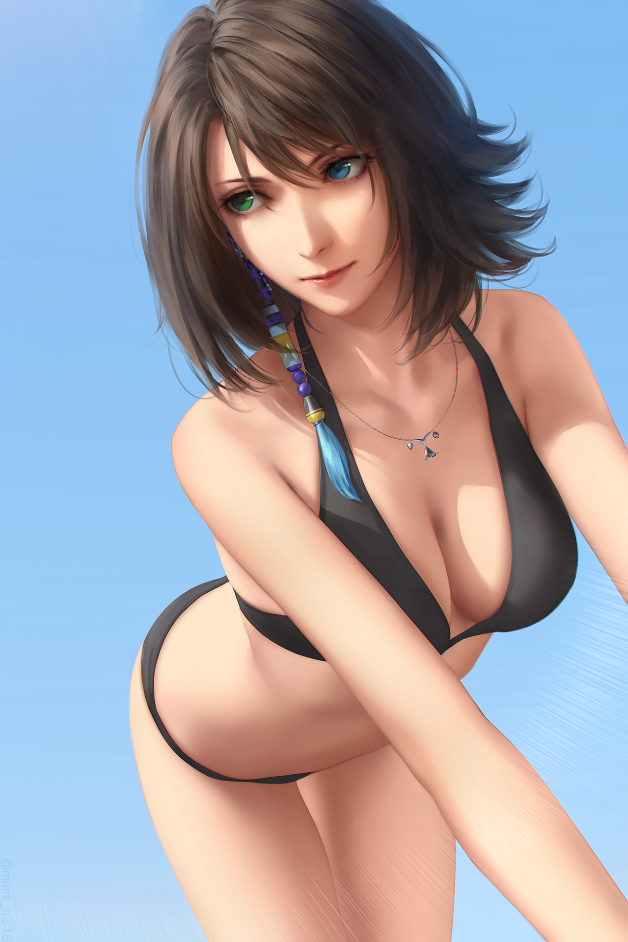 miura naoko final fantasy final fantasy x yuna bikini heterochromia swimsuits | #1082455 | yande.re